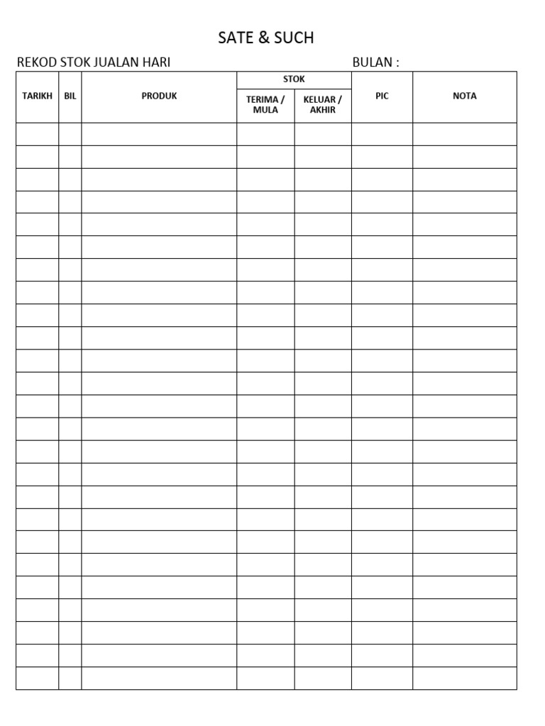 Rekod Jualan Hari Simple | PDF