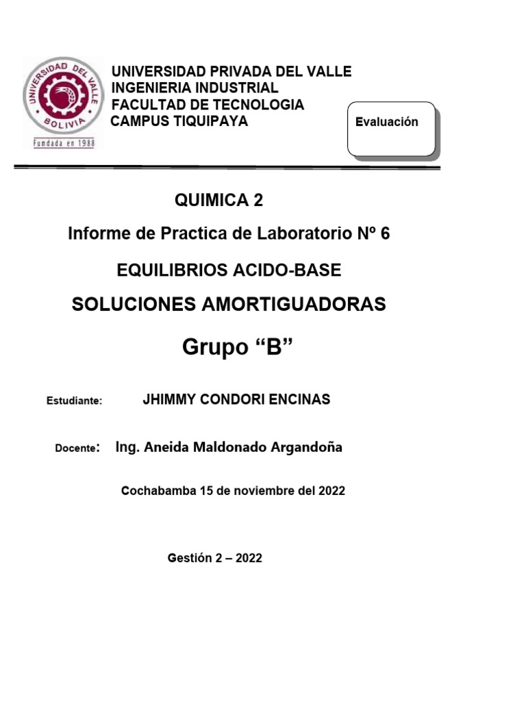 Imforme de Quimica N7 Terminada | PDF | Solución tampón | Ph