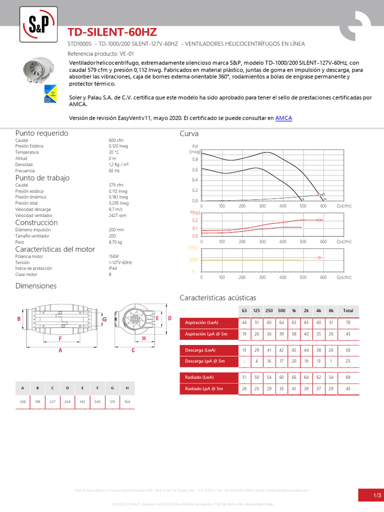 TD-1000200 SILENT-127V-60Hz (5TD1000S) - Ventiladores Helicocentrífugos en Línea-4947 | PDF
