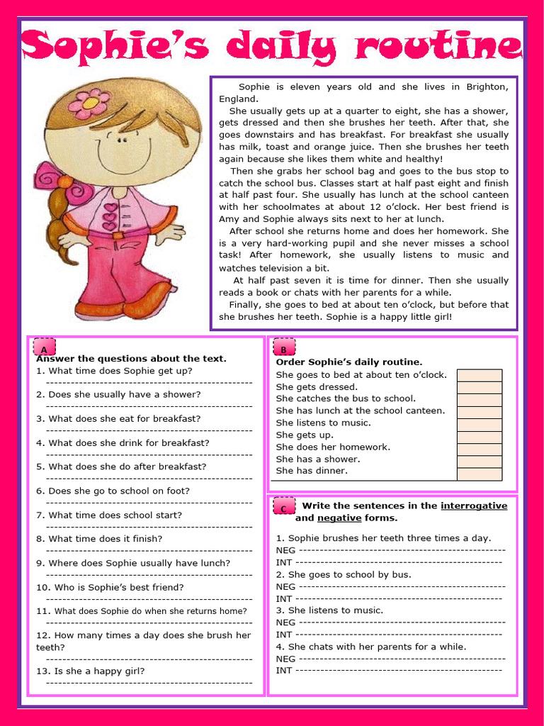 Sophie's Daily Routine Overview | PDF