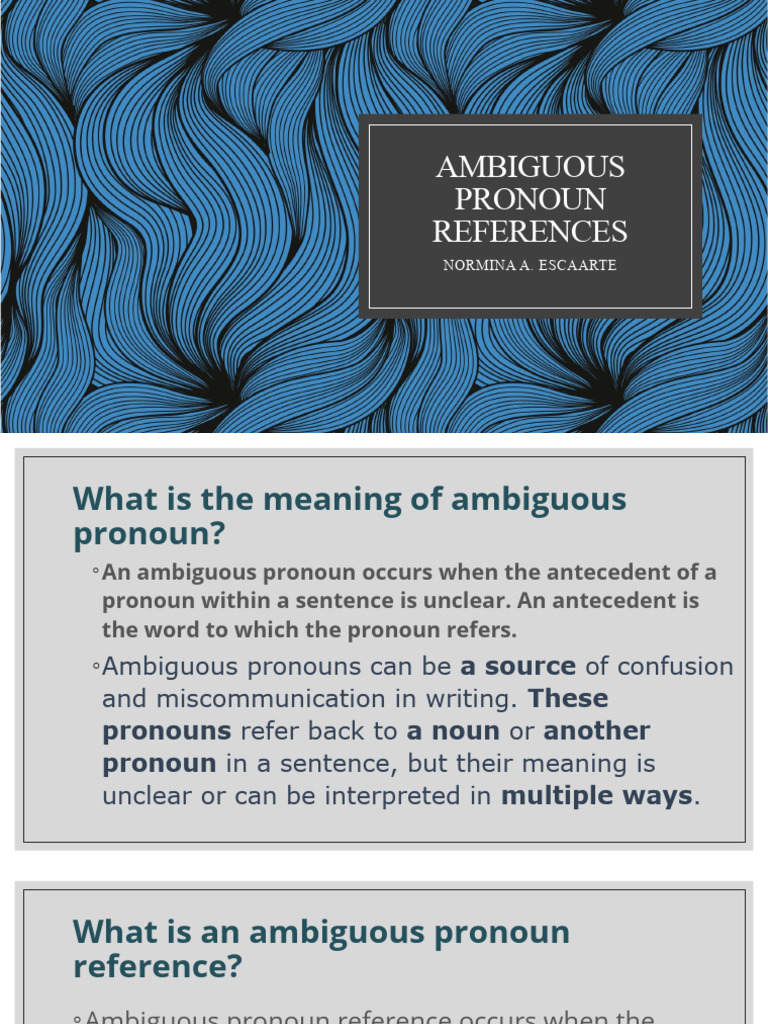 Ambiguous Pronoun References | PDF