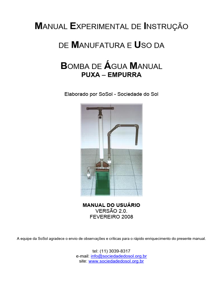 03 - Bomba de Água Manual Peças PVC | PDF | Bomba | Pressão