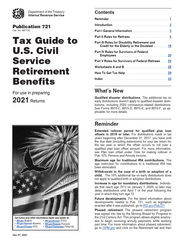 Publication 721, Tax Guide To U.S. Civil Service Retirement Benefits ...