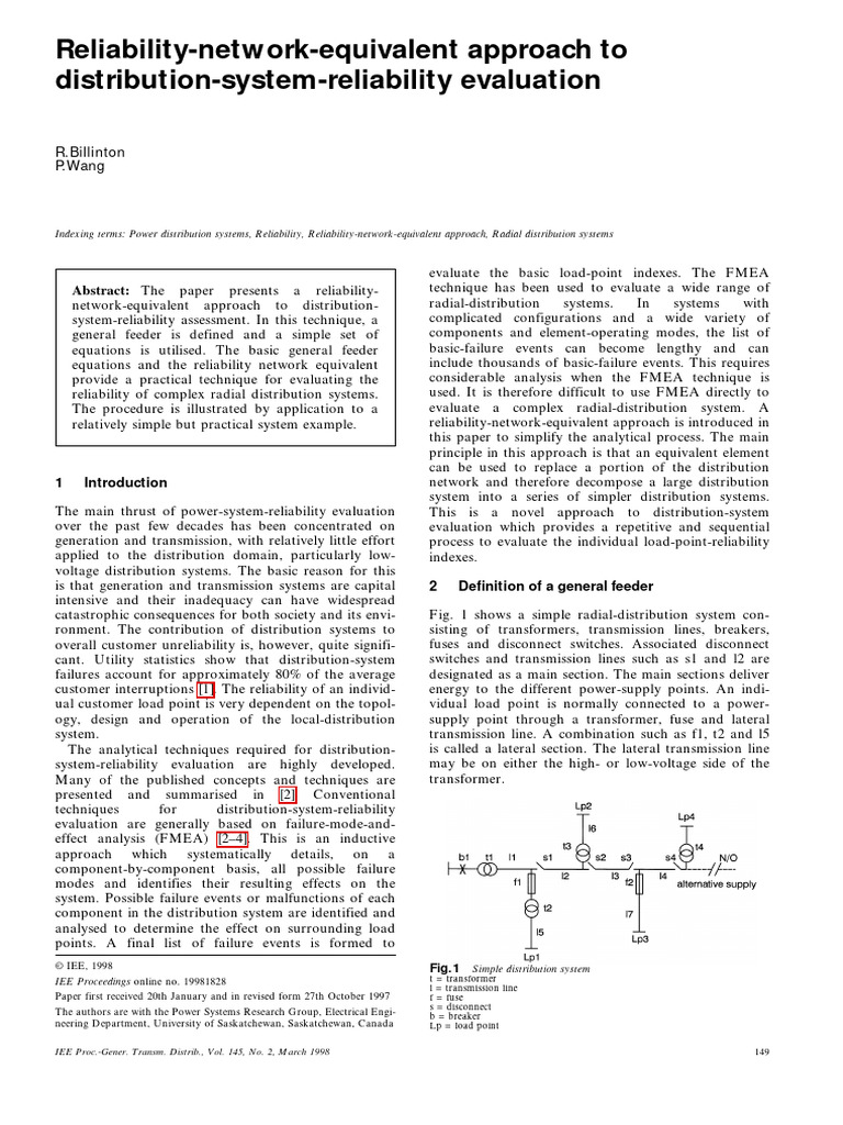 Reliability-Network-Equivalent Approach To | PDF