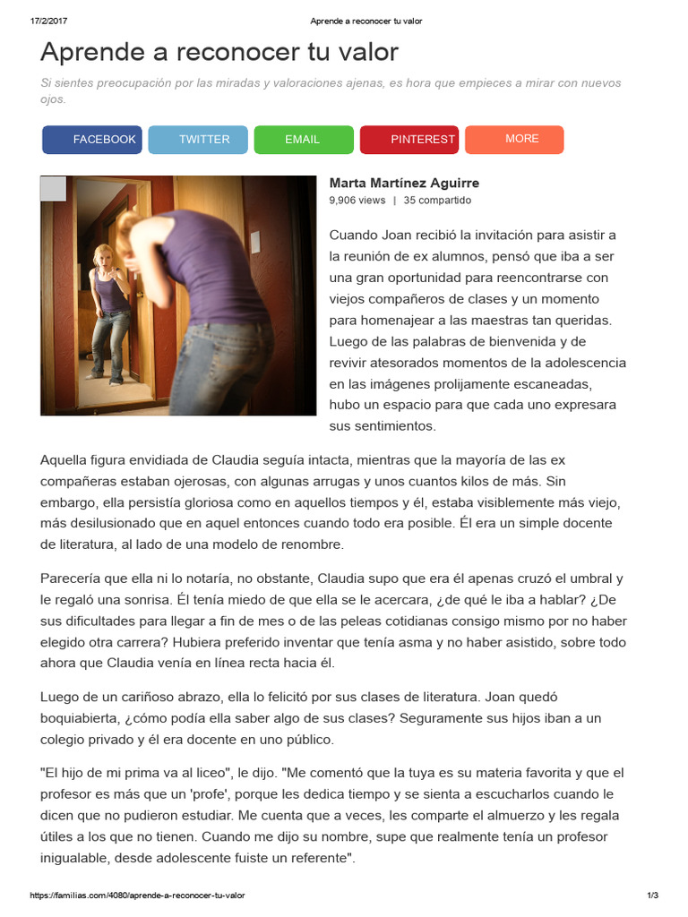 Aprende a reconocer tu valor | PDF