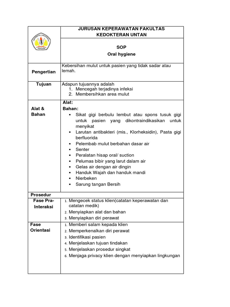 SOP oral hygiene | PDF