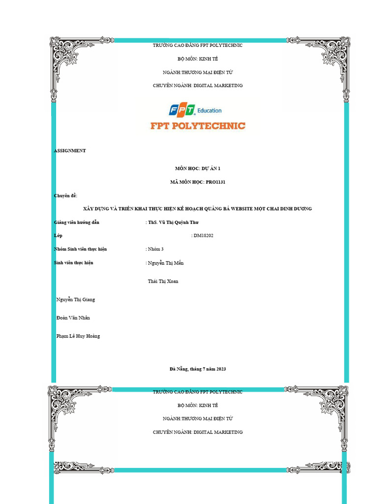 D Án 1 - FALL2022 HD Bao Cao Assignment - Thuvtq2 | PDF