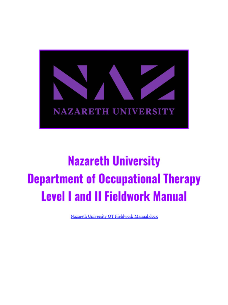 Nazareth OT Fieldwork Manual | PDF | Occupational Therapy | Health Care