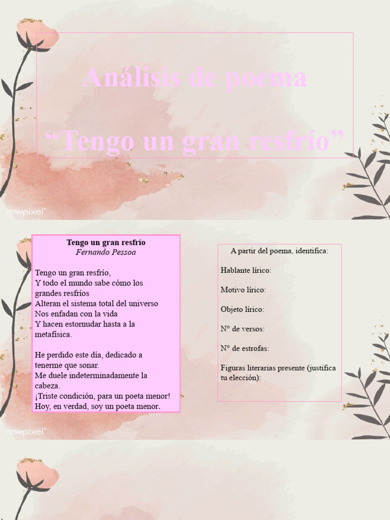 Análisis del poema "Tengo un gran resfrío" | PDF | Poesía