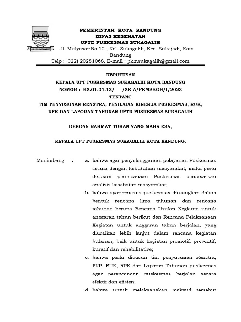 SK Tim Renstra, PKP, Ruk, RPK Dan Laptah PKMSKGH | PDF