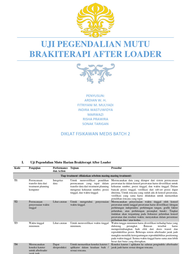QC Brachytherapy Afterloader | PDF