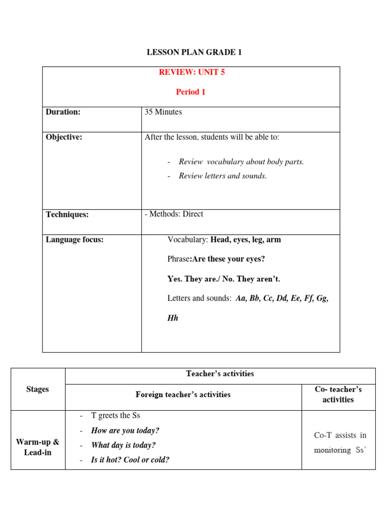 LP - Move Up 1 - U5 - Review - Period 1 | PDF | Phonics | Learning