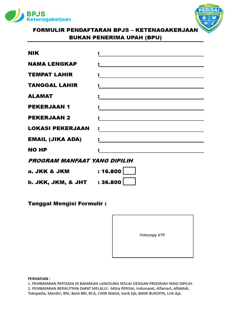 Formulir Pendaftaran BPJS | PDF
