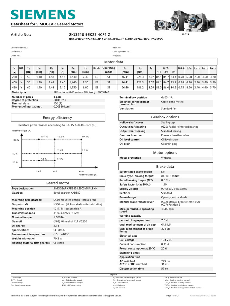 SIMOGEAR Geared Motors Datasheet | PDF | Electric Motor | Manual ...