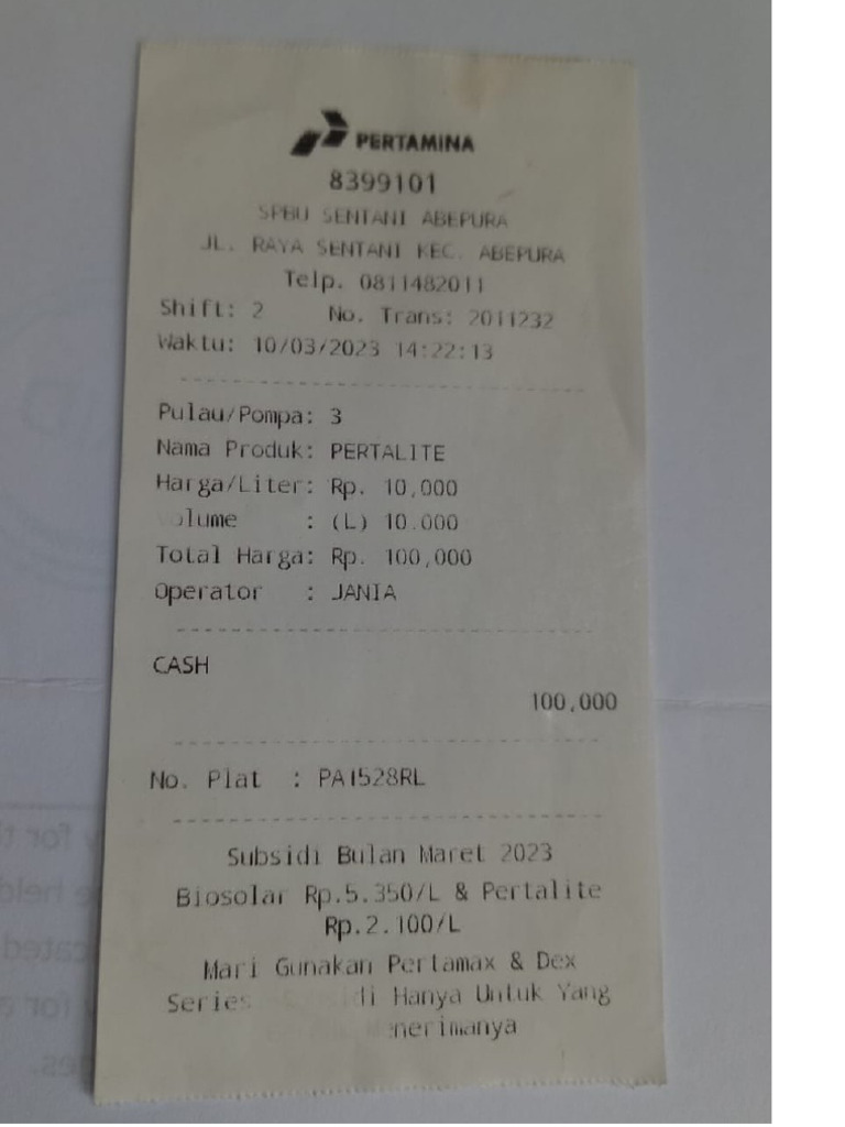 Nota Bensin - 1 | PDF