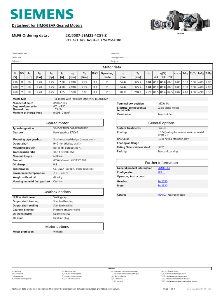 2KJ3507-5EM23-4CS1-Z_D11+K01+K06+K26+L02+L75+M55+P00 | PDF | Physical ...