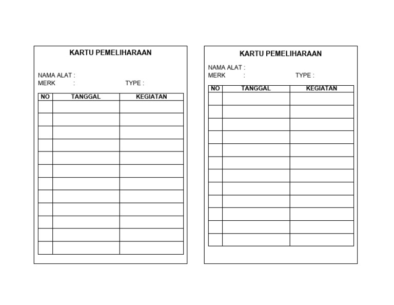 Kartu Pemeliharaan | PDF