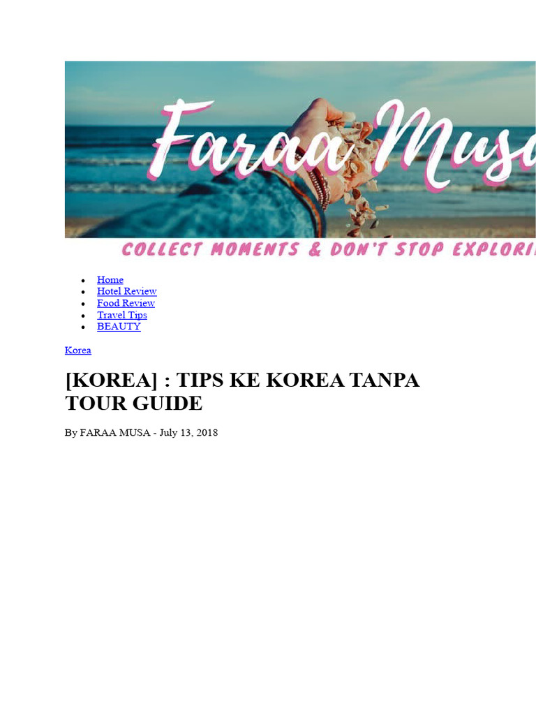 Tips Hemat Perjalanan ke Korea | PDF