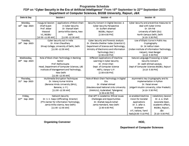 Programme Schedule FDP-2023 | PDF | Computers