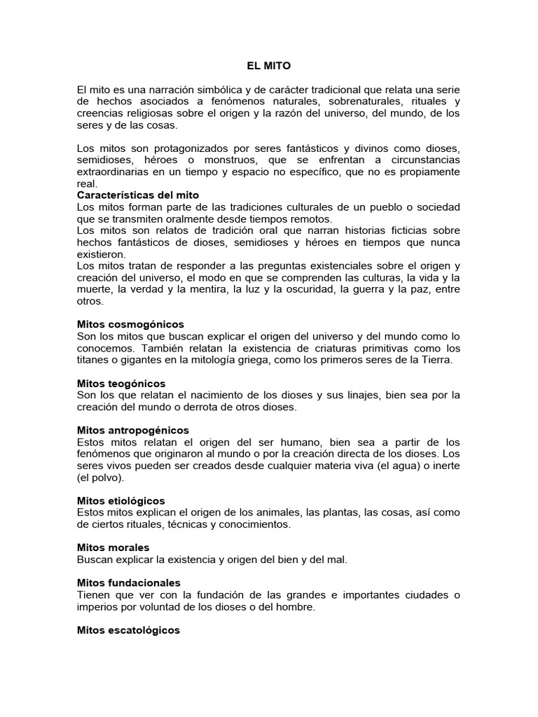 Actividad 1 Mito y Leyenda | PDF | Leyendas | Mitos de la creación