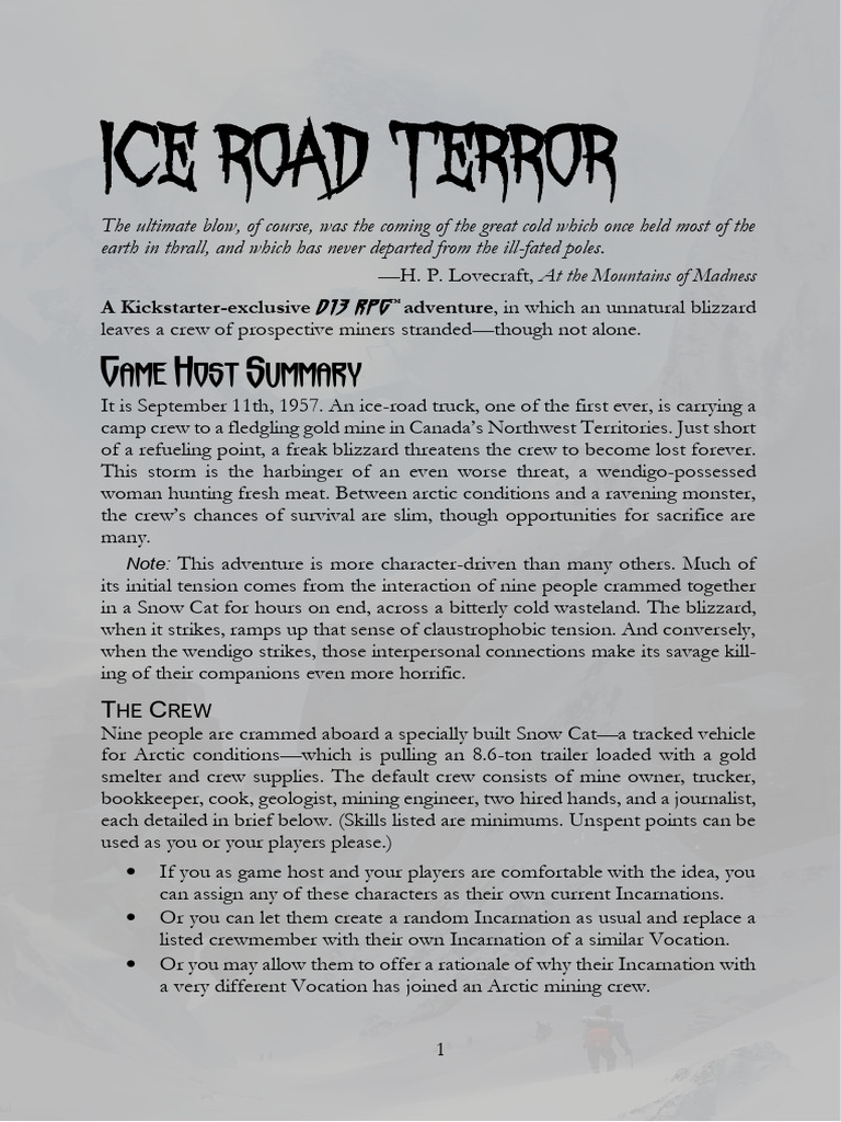 D13 KS Ice Road Terror | PDF | General Fiction