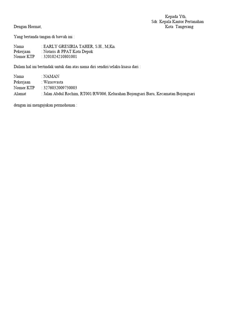 Permohonan Pendaftaran Tanah dan Kuasa | PDF