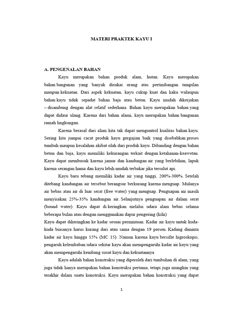 Materi Praktek Kayu I | PDF