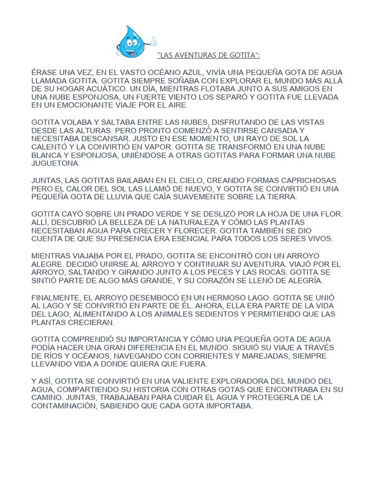Cuento LA GOTITA | PDF
