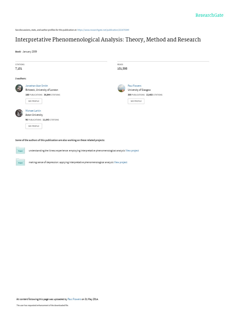 Interpretative Phenomenological Analysis Theory Ikhtisar | PDF | Qualitative Research | Methodology