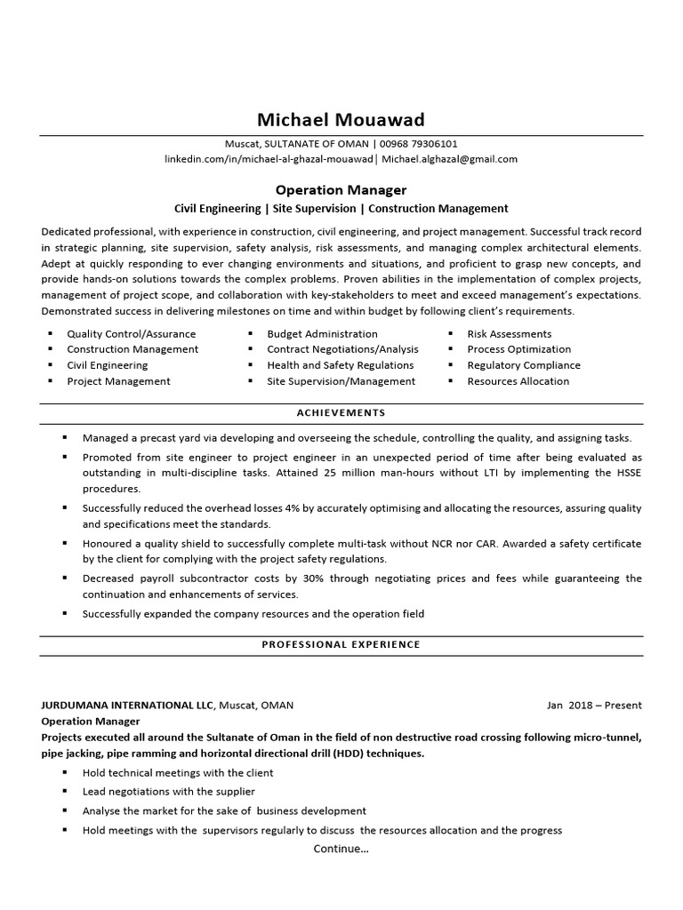 CV - Michael Mouawad | PDF