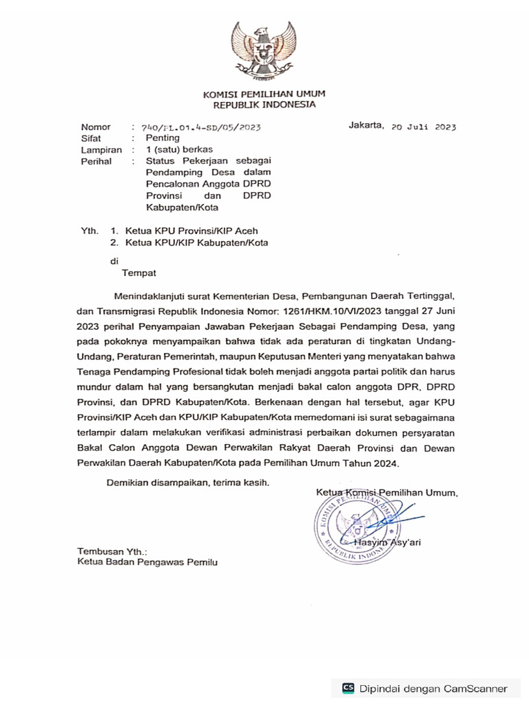 Surat KPU No 740 | PDF