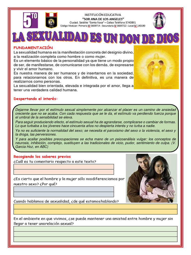 Ficha 25 de Sexualidad 5to Año | PDF | Amor | La sexualidad humana