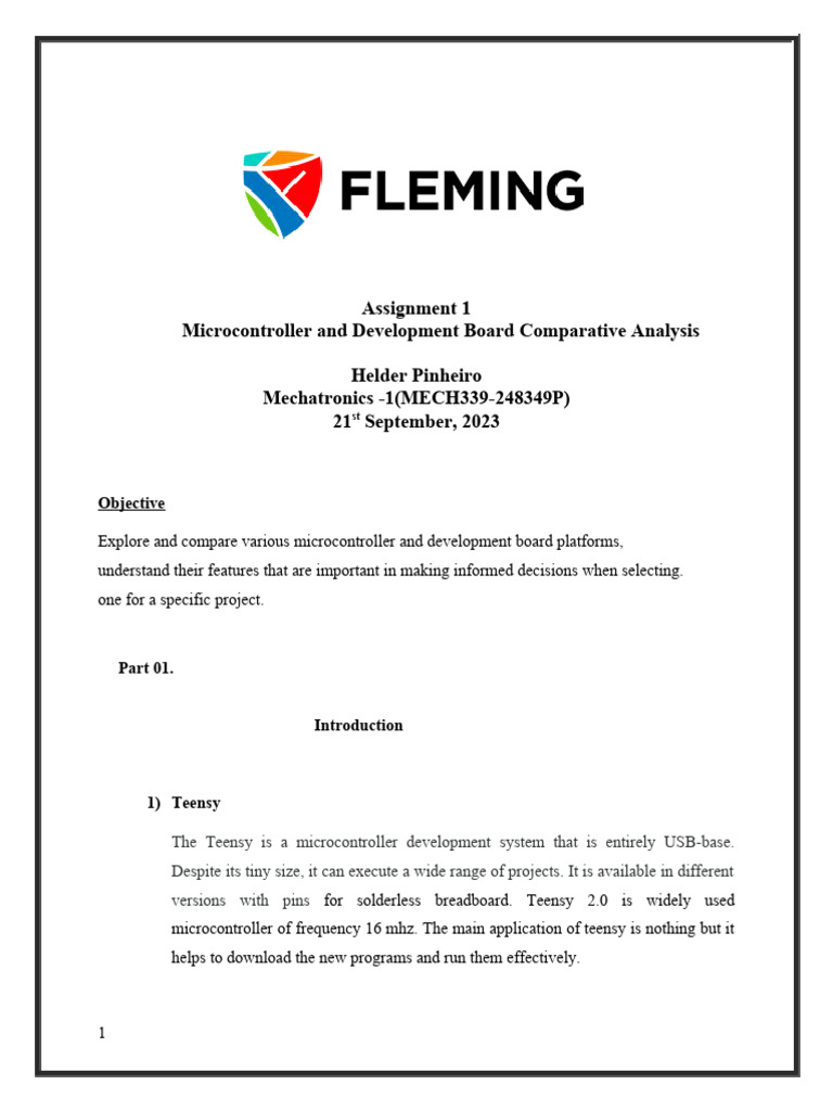 Assignment 1 Mechatronics | PDF