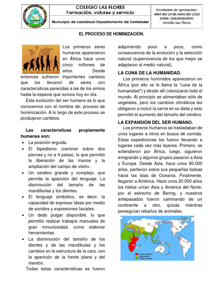 Taller Hominización 2023 | PDF | Evolución humana | Humano
