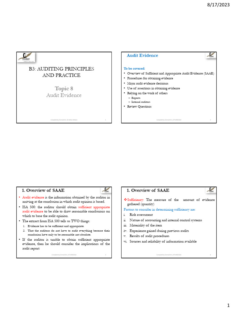 B3 - Audit Evidence | PDF | Audit | Financial Audit