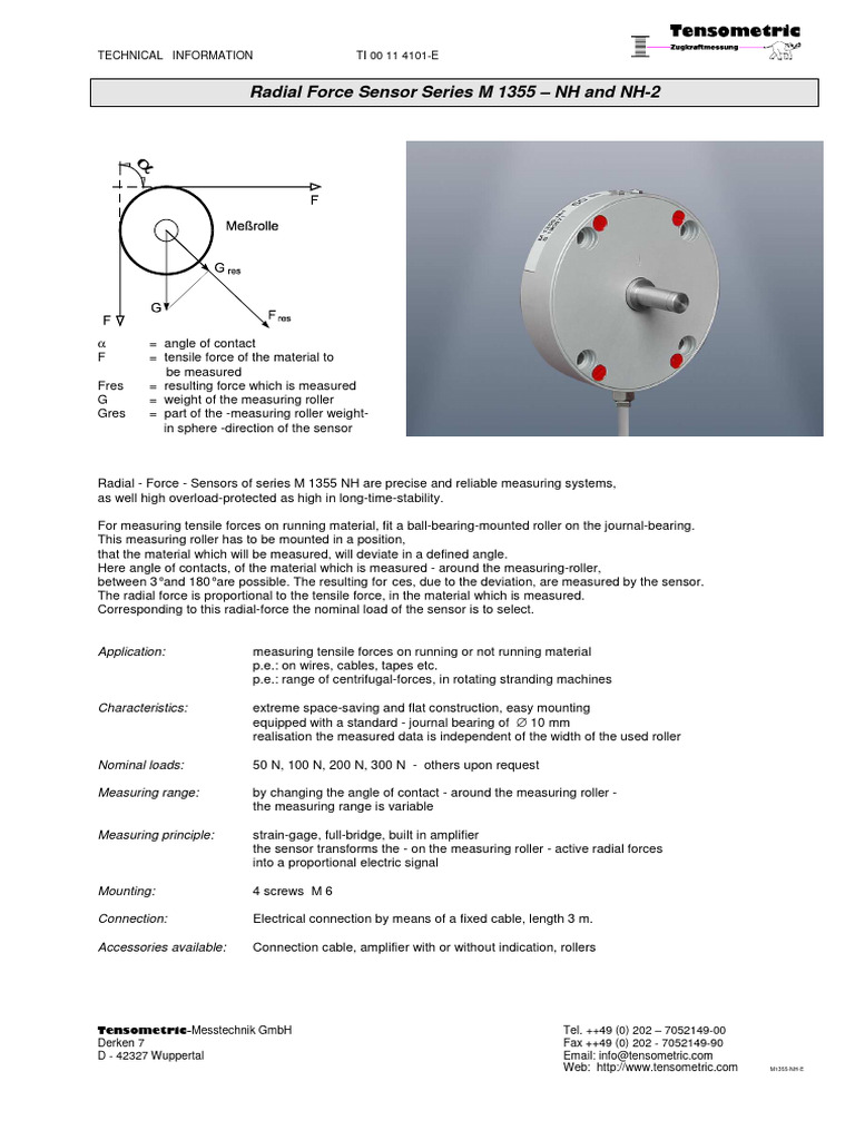 Radial Force Sensor Series M 1355 - NH and NH-2: Technical Information ...