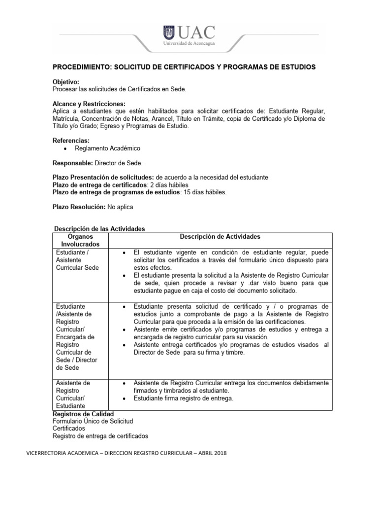 Documentos Solicitud de Certificados y Programas | PDF