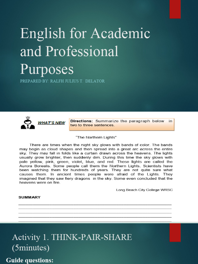 Eapp Summarizing 3 | PDF | Career & Growth | Language Arts & Discipline