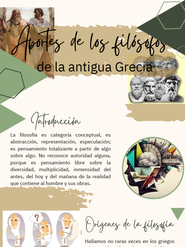 Principales Aportes de Los Filósofos de La Antigua Grecia | PDF ...
