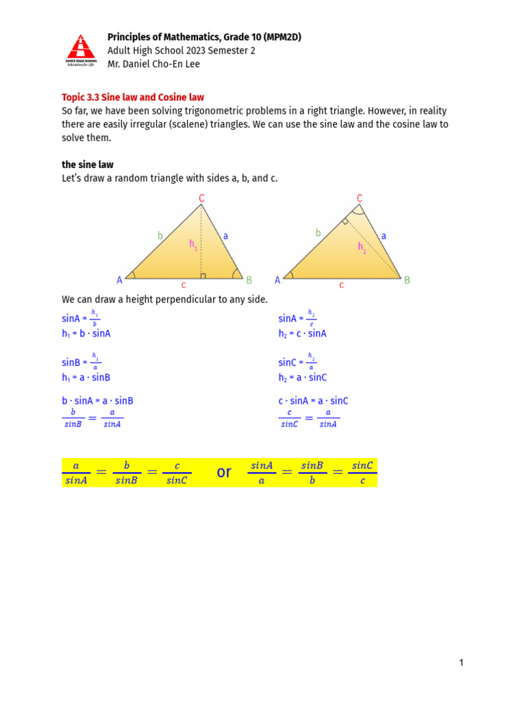 3.3 MPM2D | PDF | Trigonometric Functions | Triangle