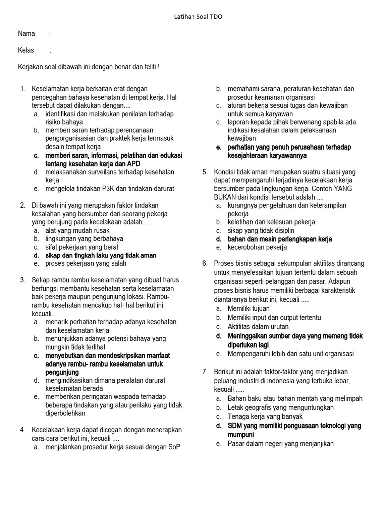 Soal Latihan TDO | PDF