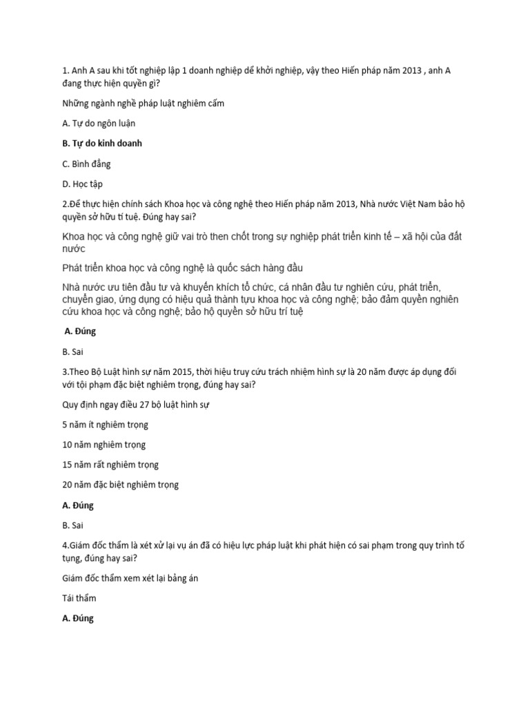 Câu hỏi thi thử môn Pháp Luật Fpoly | PDF