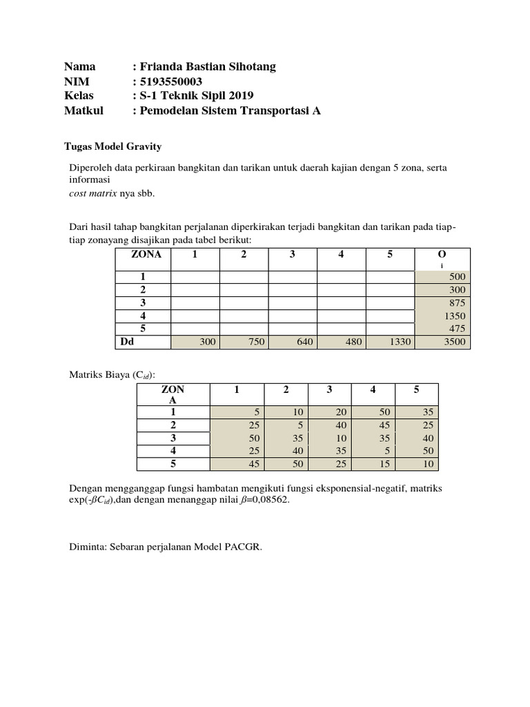 Model Gravity dalam Pemodelan Transportasi | PDF
