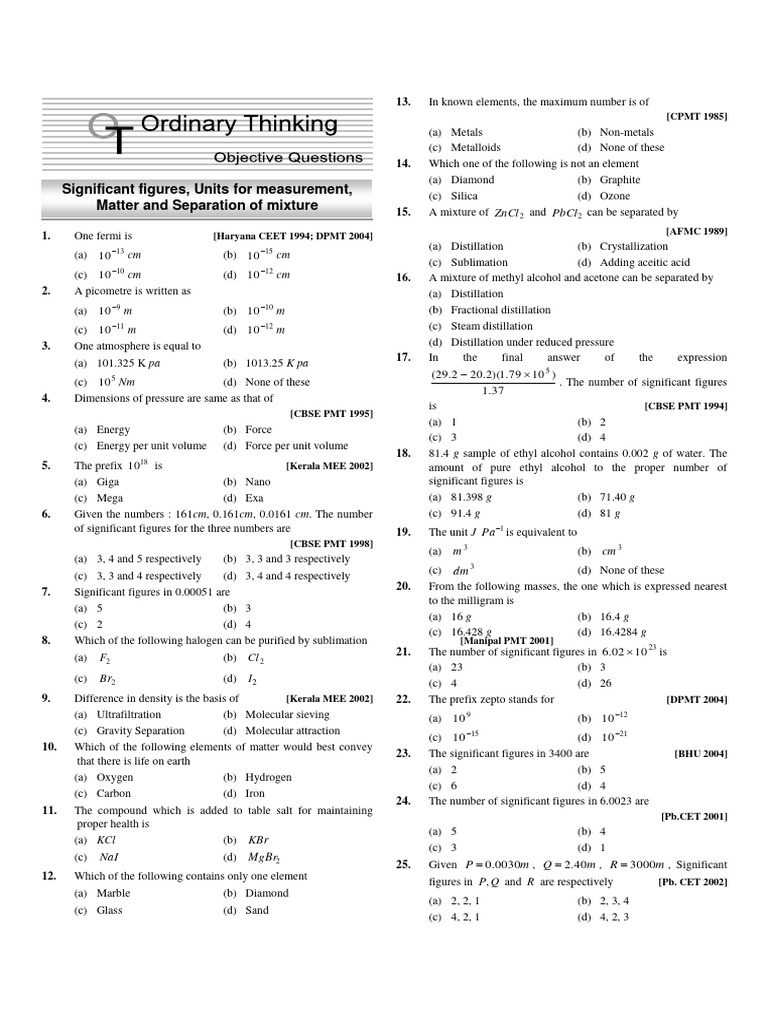 Basic Concept of Chemistry Practice Sheet | PDF | Oxide | Mole (Unit)