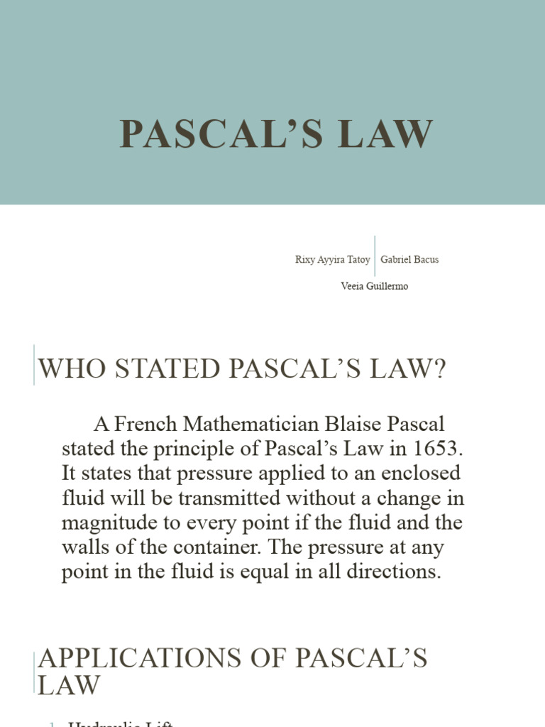Pascal's Law | PDF