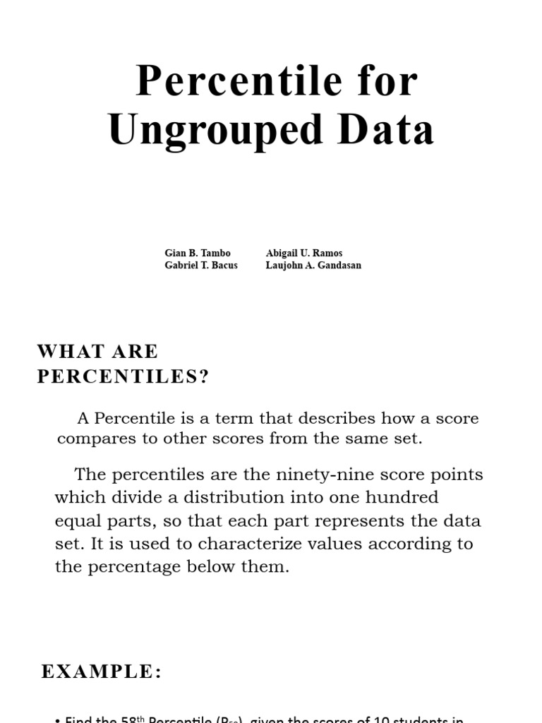 Percentile Calculation for Ungrouped Data | PDF | Percentile ...