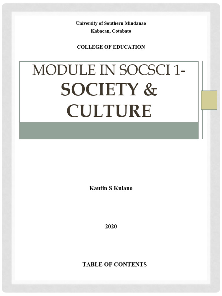 MODULE IN sOCsCI 1 | PDF