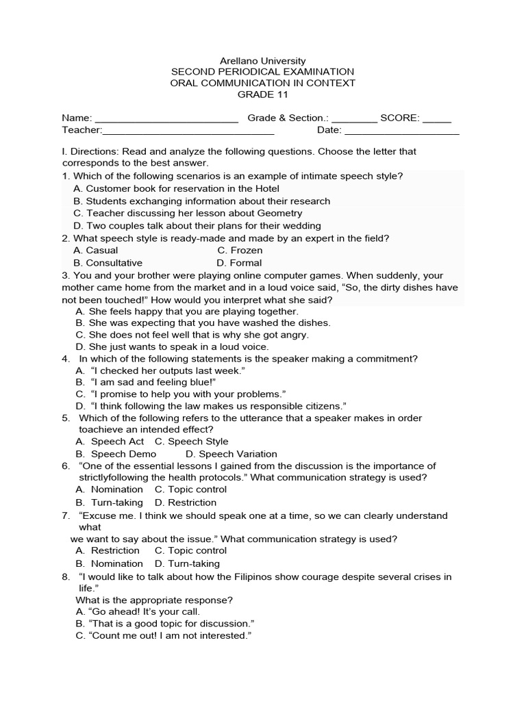 Oral Communication Reviewer.1 | PDF | Public Speaking | Communication
