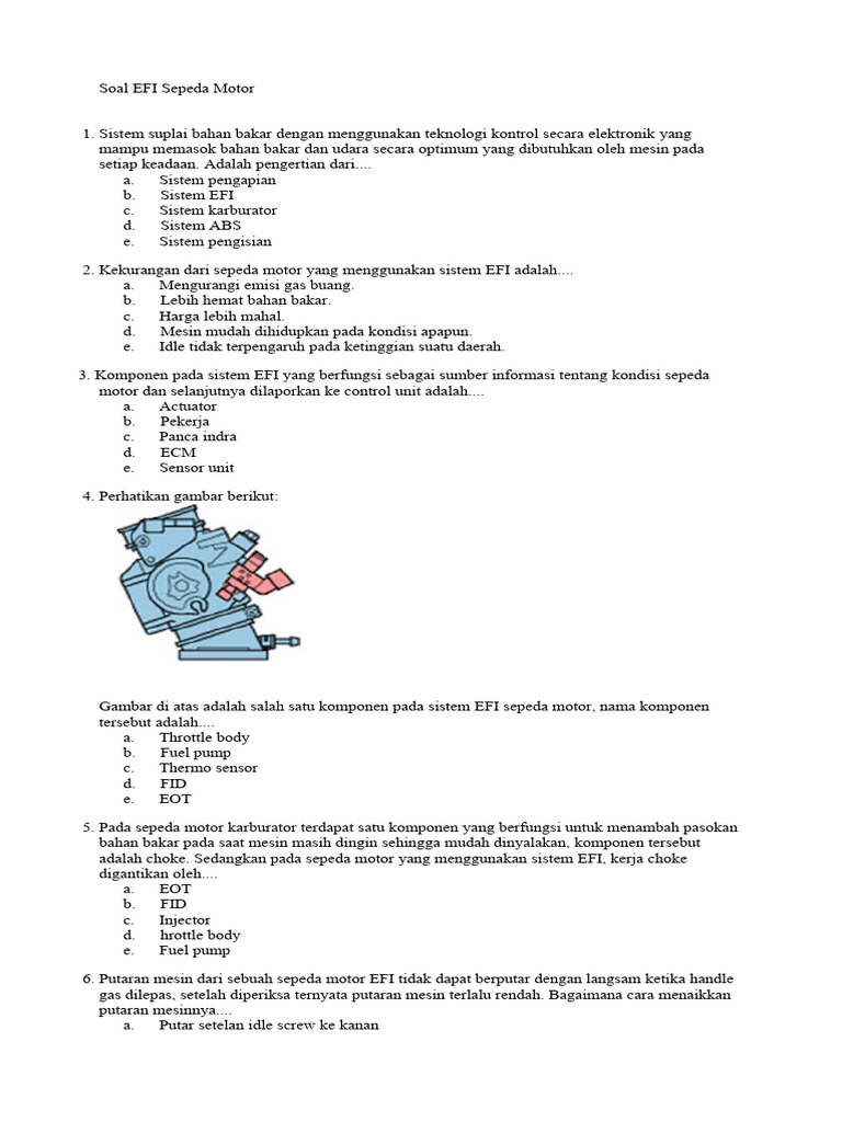 Soal EFI Sepeda Motor | PDF