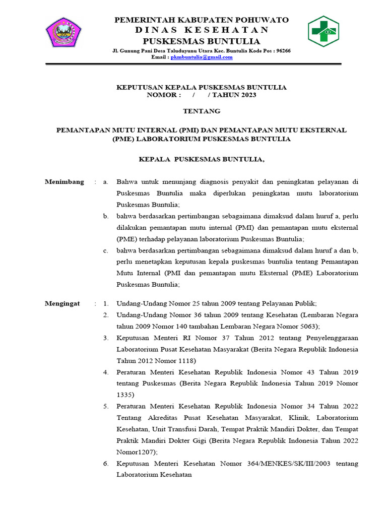 SK PMI DAN PME | PDF